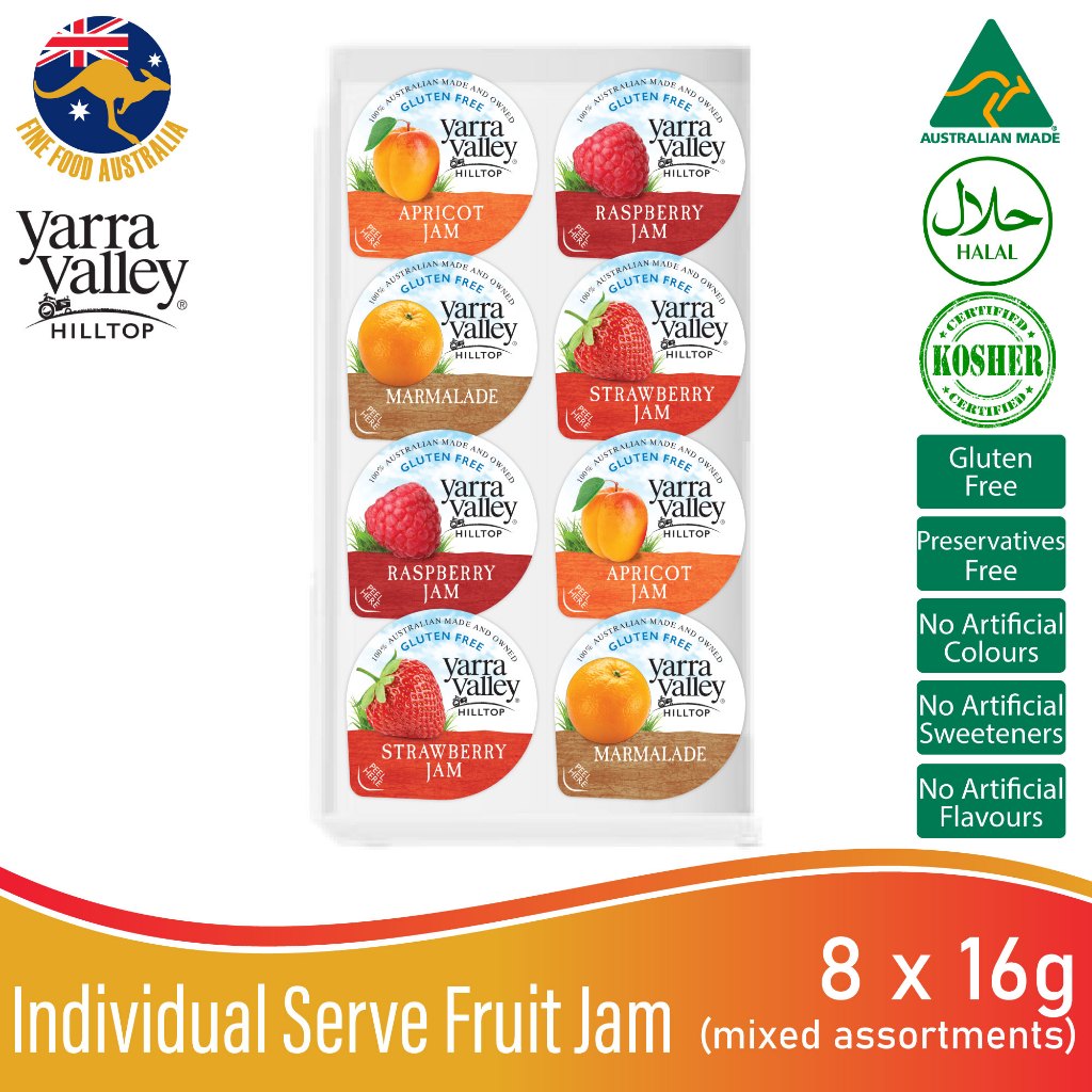 s Yarra Valley Hilltop Individual Portion Serving Mini Jam | 16g x 8 ...