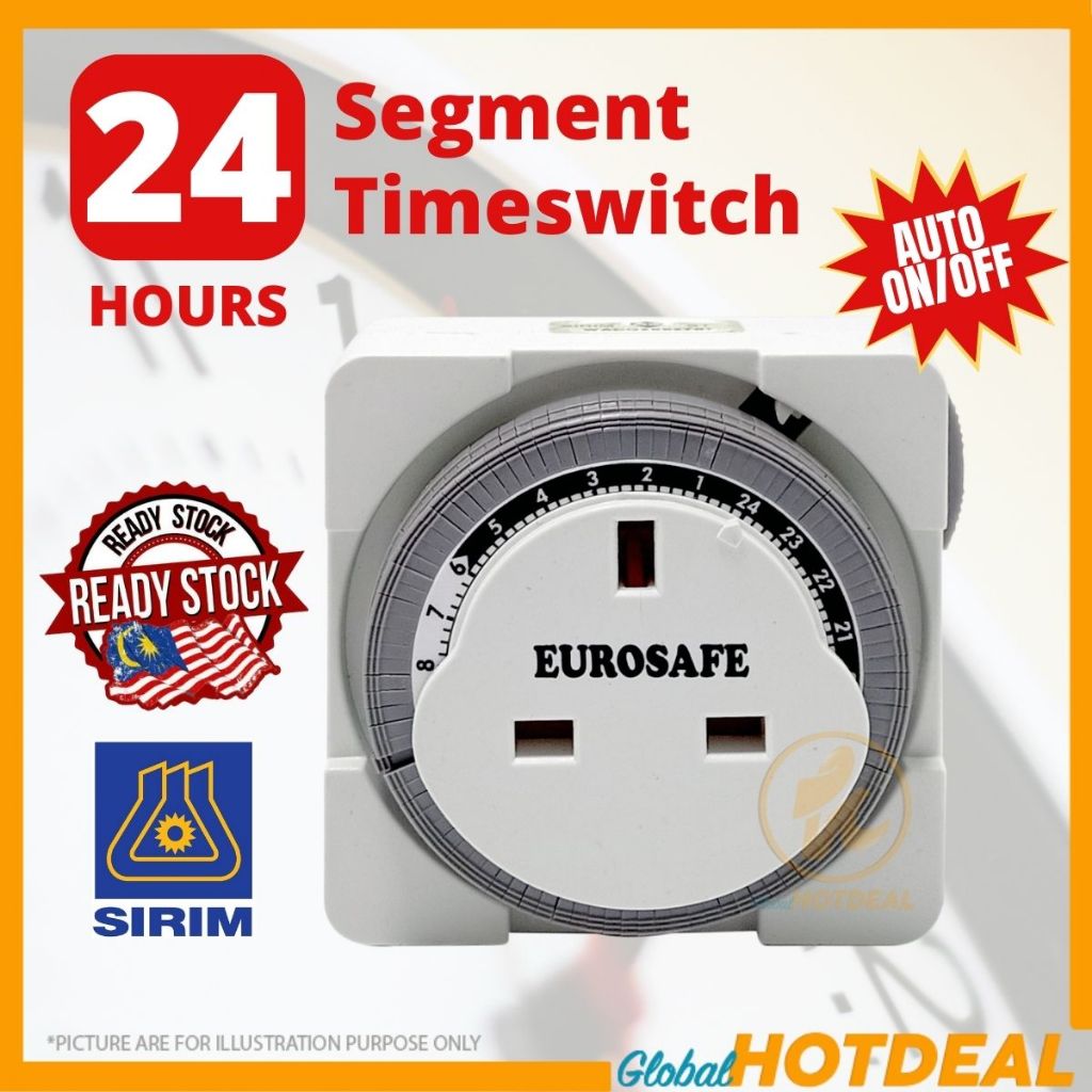 [sirim] Eurosafe Rapid Tech Sunstar Dlx 24hours Segment Timer Switch Programmer Sirim Plug In