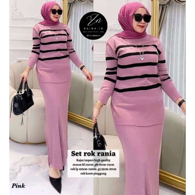 New Design Big size Set Rok Rania Set Blouse RAJUT + Skirt | Shopee ...