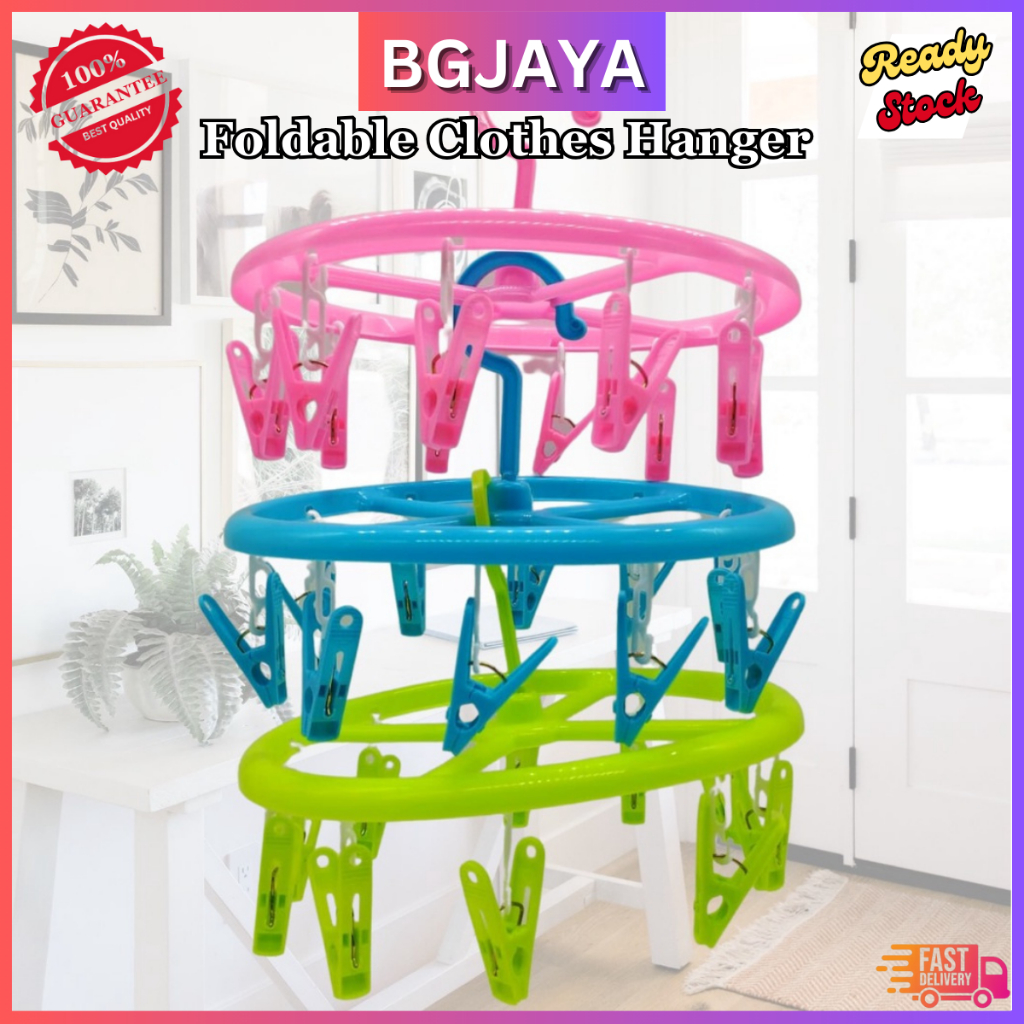 Foldable Clothes Hanger Clothesline Hanging Plastic Brooch Organizer ...
