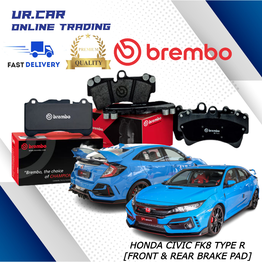 BREMBO HONDA CIVIC FK8 TYPE R BRAKE PAD FRONT (DEPAN) & REAR (BELAKANG ...
