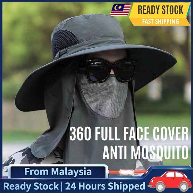 Outdoor Windproof Sun Hat with Ice Sleeve Hiking Hat Face Cover ...