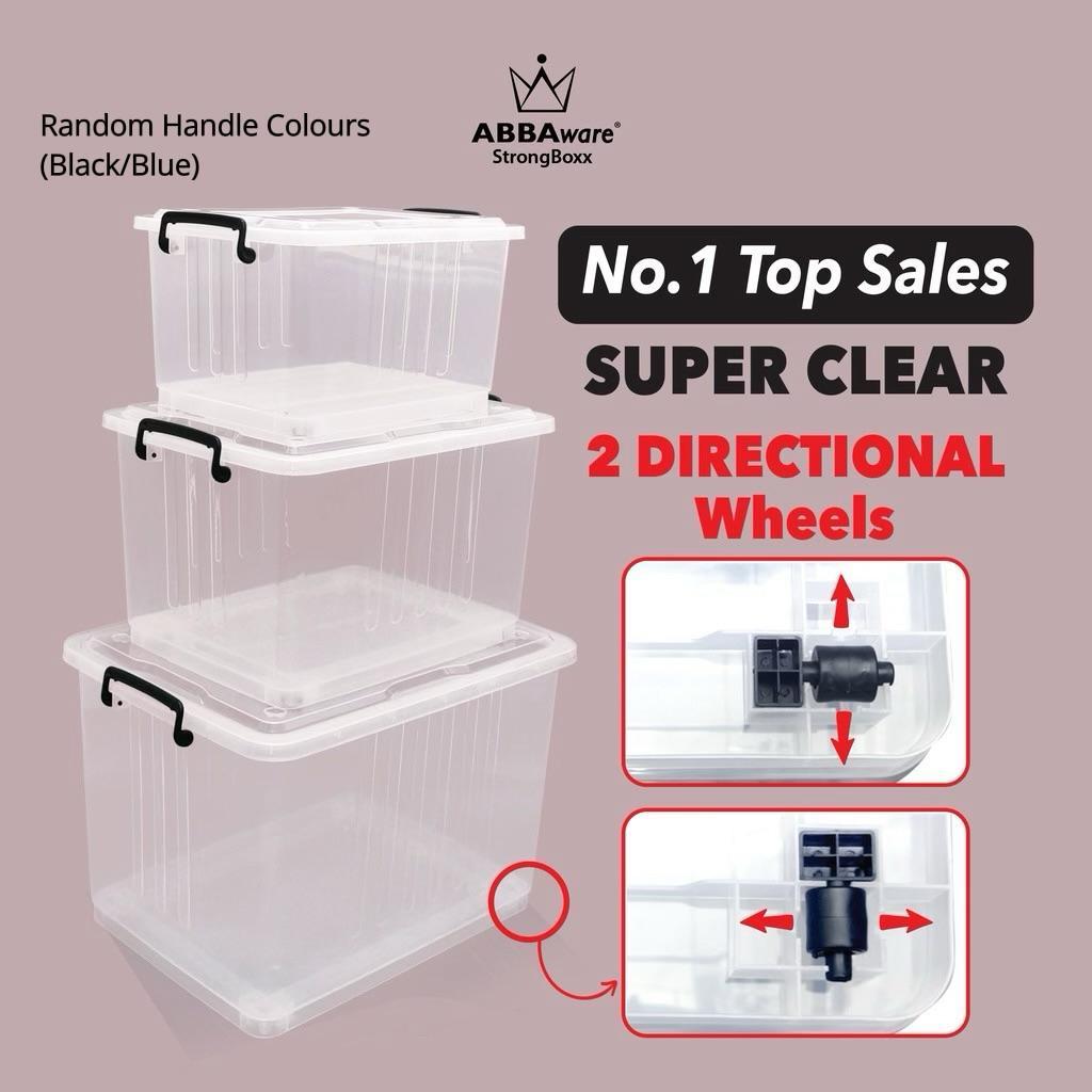 Abbaware Clear Storage Box Transparent (30L/50L/80L) Kotak Simpanan ...
