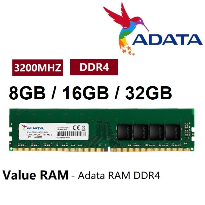 8GB / 16GB / 32GB ADATA DDR4 3200Mhz Desktop RAM - ADATA DDR4 RAM ...