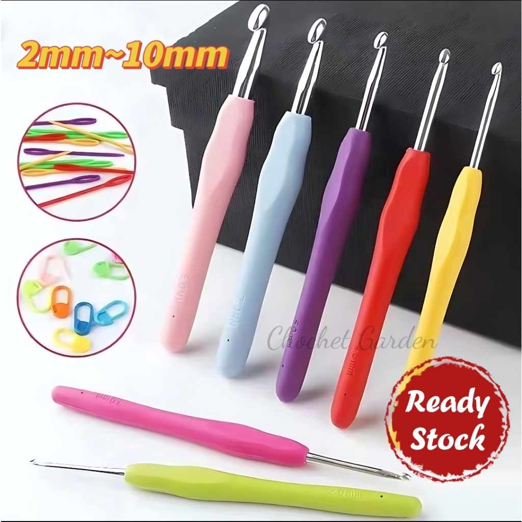 Candy Soft Rubber Crochet Knitting Hook Jarum Kait Pemegang Getah 软柄钩针 ...