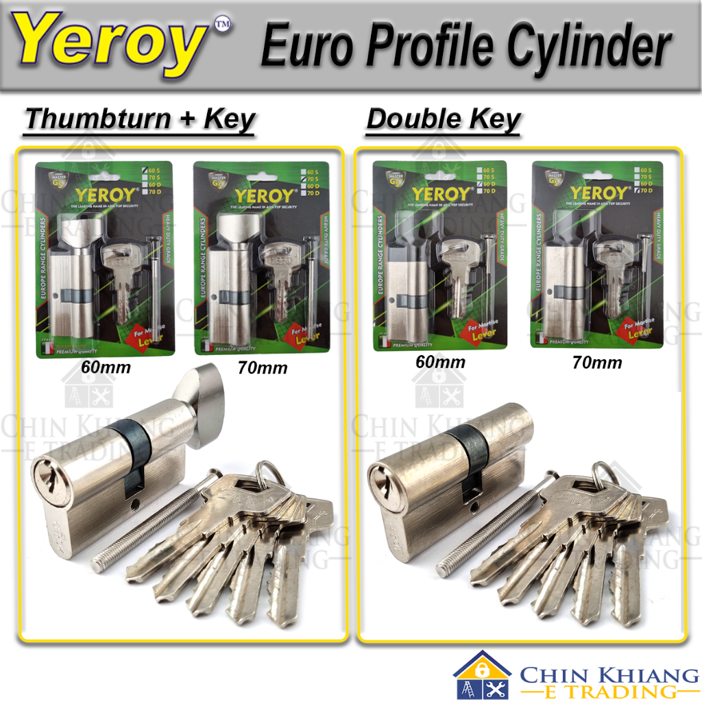 Yeroy Euro Profile Cylinder Lock Brass Single Thumbturn | Double Key ...