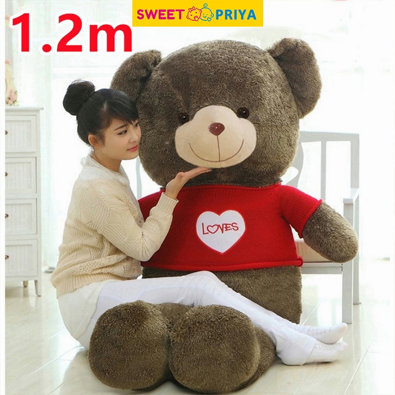 120CM Giant Full Stuffed Teddy Bear Complete Skin Coat Soft Big Plush Toys Kids Doll Anak Patung ...