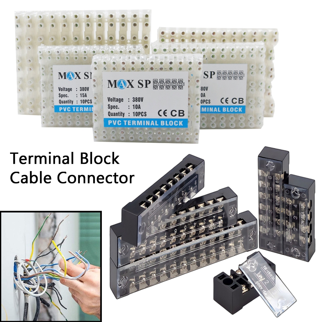 [One Row Only] 3H MAX SP PVC Wire Connector Terminal Block Fixed 5A-60A ...