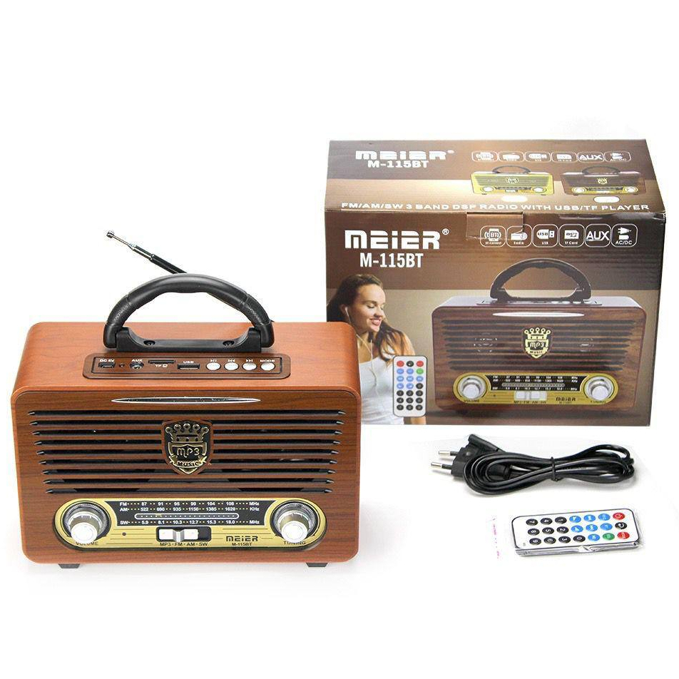 MEIER M-115BT Retro Bluetooth Radio FM AM SW 3 Band Bluetooth Phone Speaker | Shopee Singapore