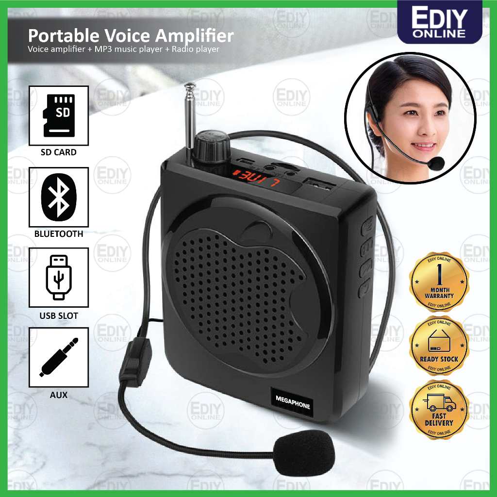 Voice Amplifier Microphone Megaphone Bluetooth Loud Speaker Mic Teacher ...
