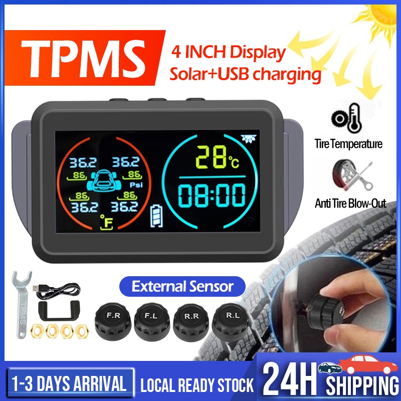 TPMS LCD Display Car Tire Pressure Monitor System With 4 External Senor ...