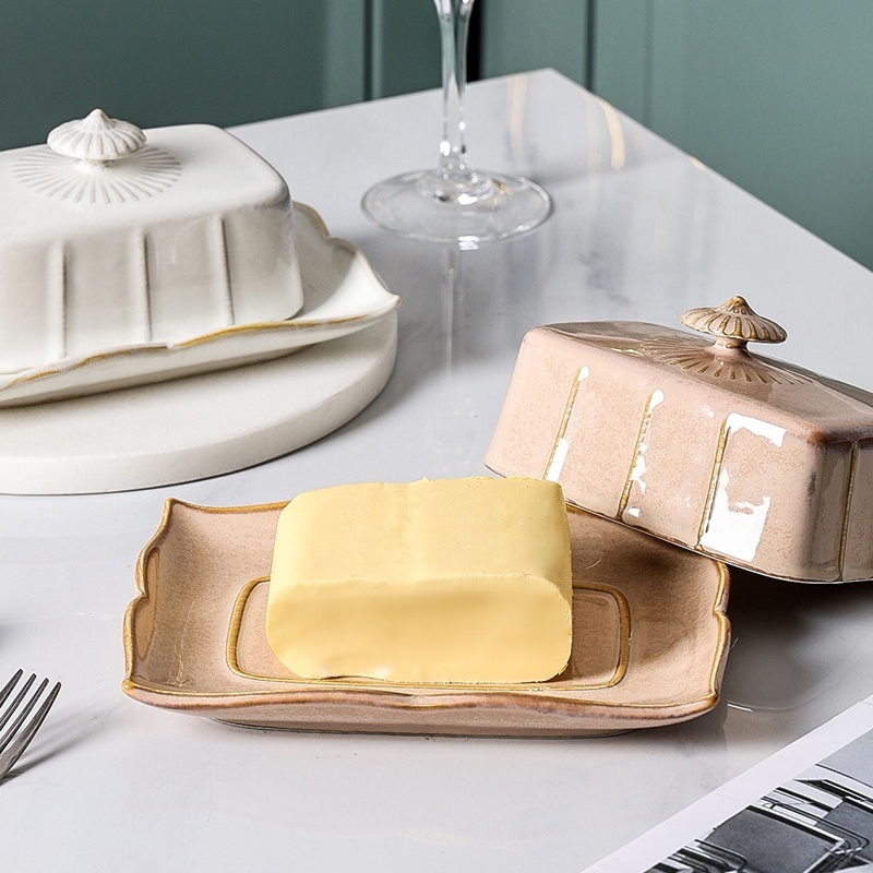 Vintage & Decorative Butter Dish with Lid, Large Ceramic Butter Storage ...
