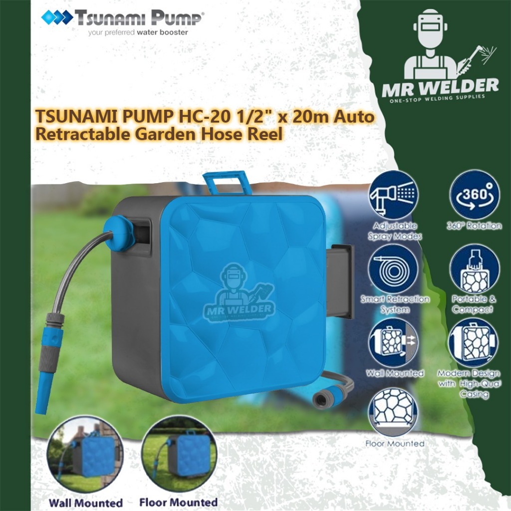 TSUNAMI PUMP HC-20 / HC20 20M Automatic Retractable & Rewind H2O Cube ...
