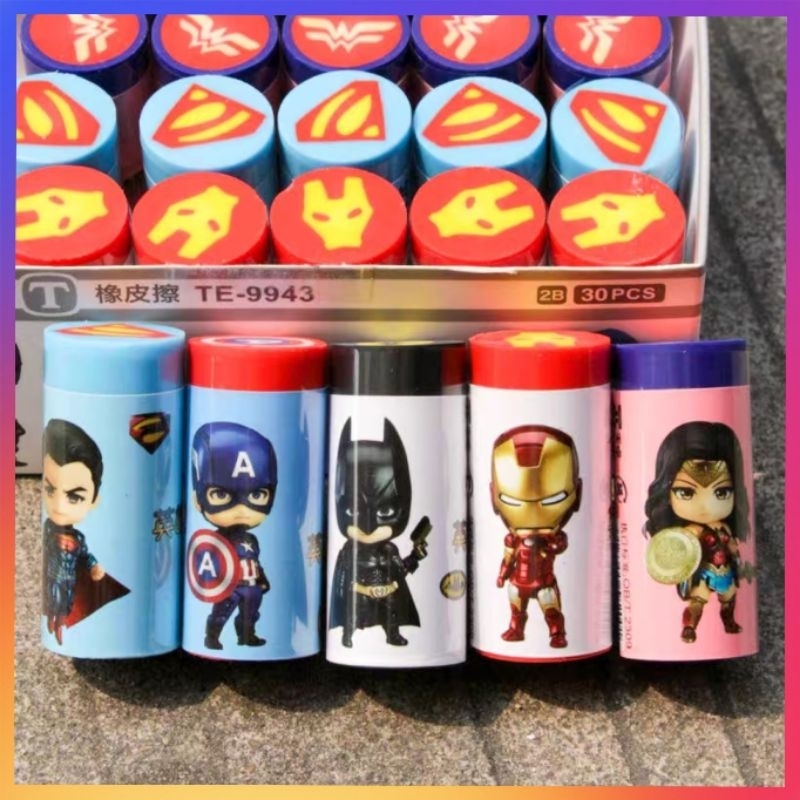 Superhero Avengers Long Eraser Superman Batman Kids Stationary Pemadam ...