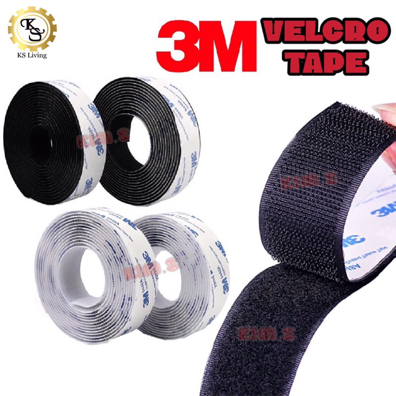 Kim.S [ 1 Meter ] Velcro Tape Self 3M Adhesive Hook & Loop Fastener ...