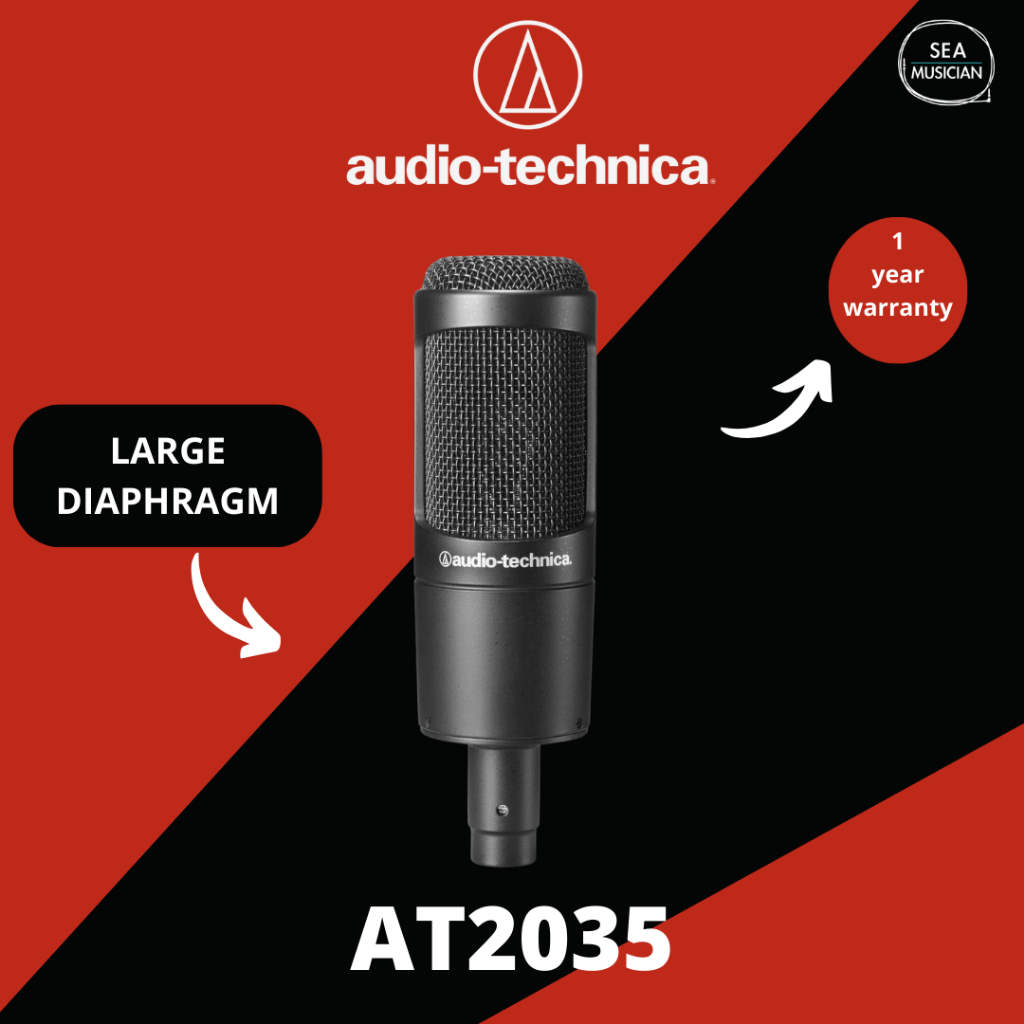 AUDIO TECHNICA AT2035 LARGE DIAPHRAGM CARDIOID CONDENSER MICROPHONE ...