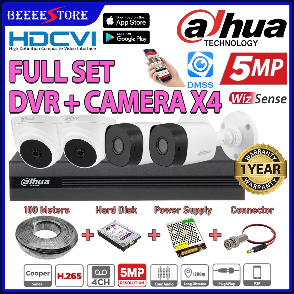 DAHUA 5MP 4-CHANNEL FULL COMPLETE SET Full HD CCTV 4CH DVR + Camera ...