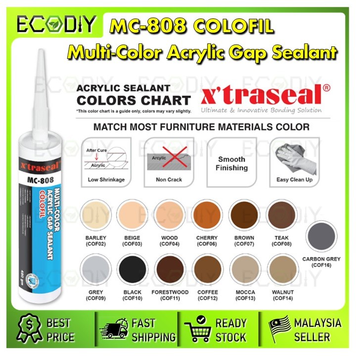 ECODIY XTRASEAL MC-808 Colofil Multi-Colour Acrylic Gap Sealant 480g Gap Filler Acrylic Silikon ...