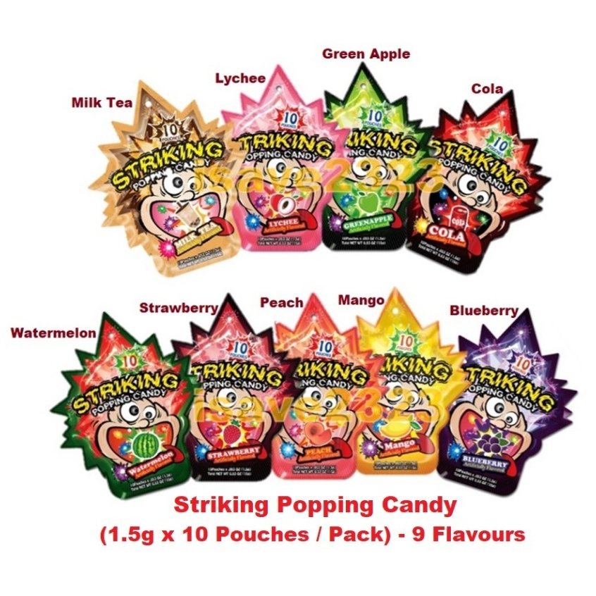 [HALAL] Striking Popping Candy (1.5g x 10 Pouches / Pack) - 9 Flavours ...