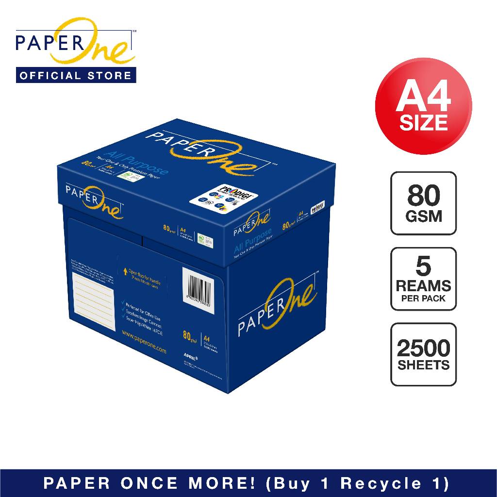 PaperOne A4 All Purpose 80gsm (2500 Sheets/5 Reams) | Shopee Singapore