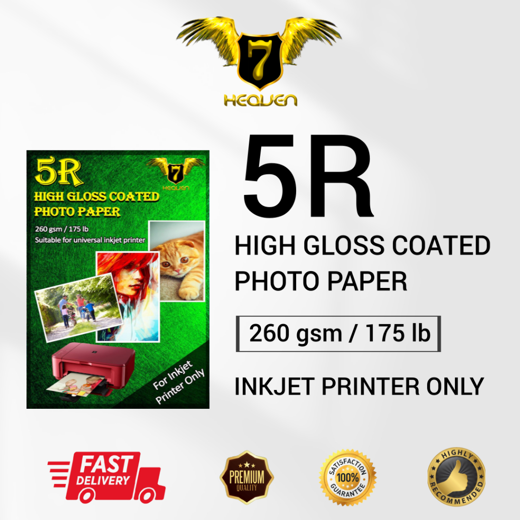 7 Heaven 5R Glossy Photo Paper 260gsm CC for Inkjet Printer | Shopee Singapore