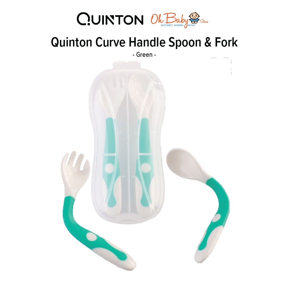 Quinton Curve Handle Spoon & Fork - Green | Shopee Singapore