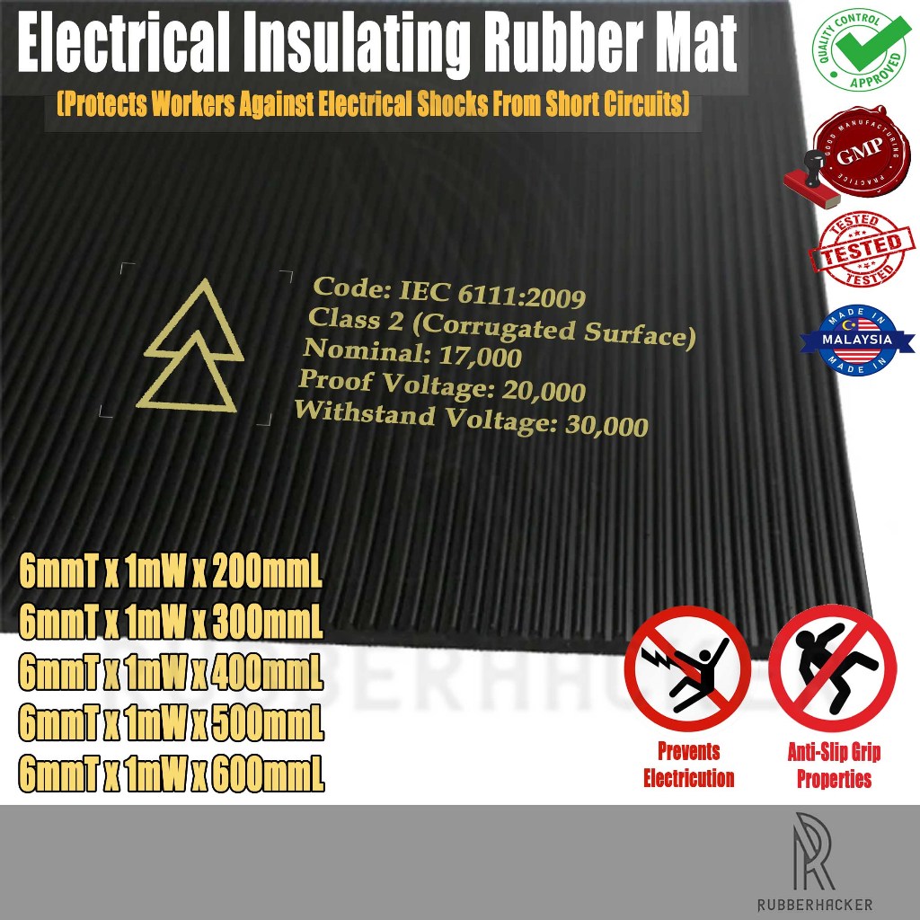Electrical Insulating Class 2 Rubber Mat 6mm Thickness with 1 meter ...