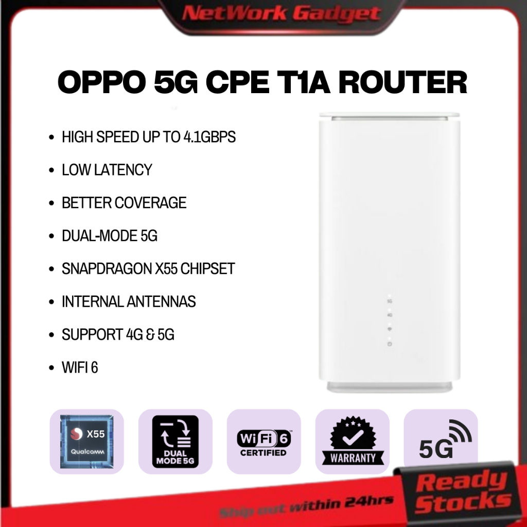 OPPO 5G CPE T1a Router With speed up to 4.1Gbps | Shopee Singapore