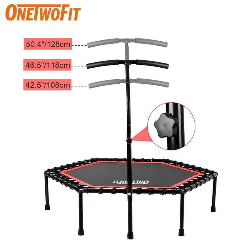 OneTwoFit Silent Trampoline with Adjustable Handle Bar Bungee Rebounder (136cm) | Shopee Singapore