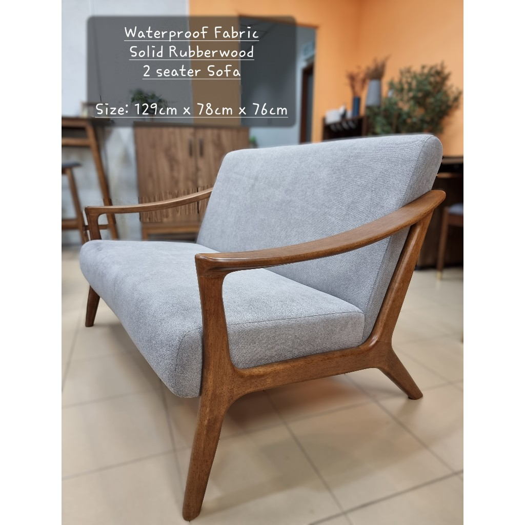 Wooden Sofa 2-seater / Sofa Kayu Getah / Solid Wood Sofa - Solid ...