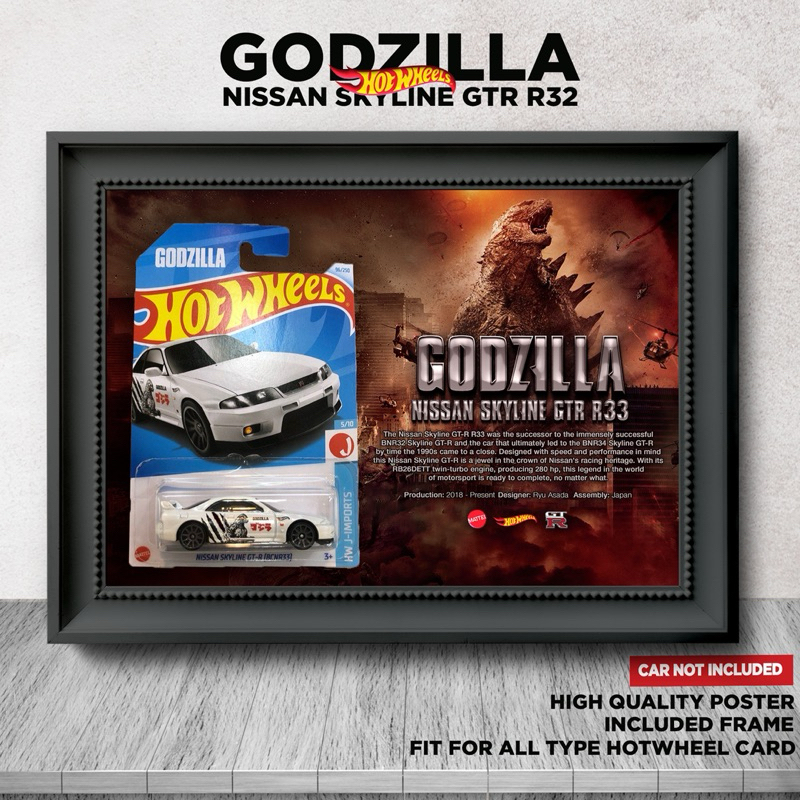 Frame Hotwheel Godzilla Nissan GTR R33 Poster With Frame | Shopee Singapore