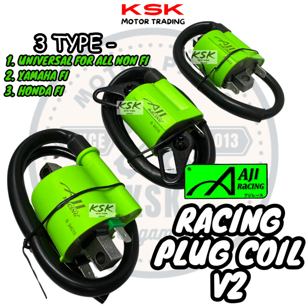 AJI RACING COIL PLUG V2 UNIVERSAL NON FI YAMAHA HONDA Y15 Y16 LC135 WAVE DASH110 125 FUTURE ...
