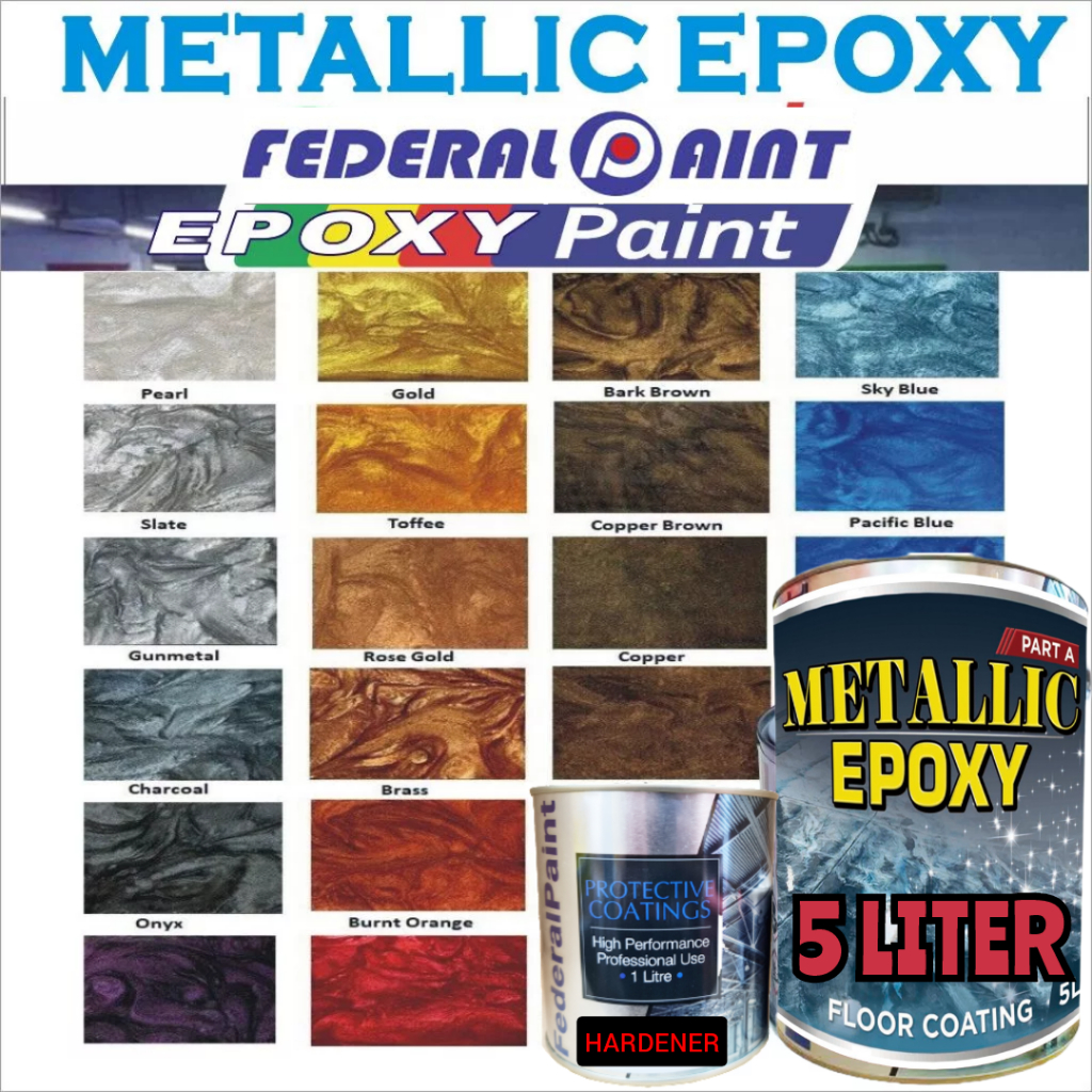 5 LITER ( Metallic Epoxy Paint ) 5L METALLIC EPOXY FLOOR PAINT COATING ...