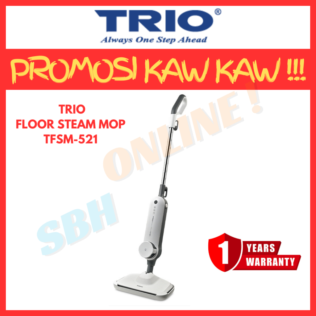 TRIO FLOOR STEAM MOP TFSM-521 , 3 STEAM SELECTION , REMOVABLE WATER ...