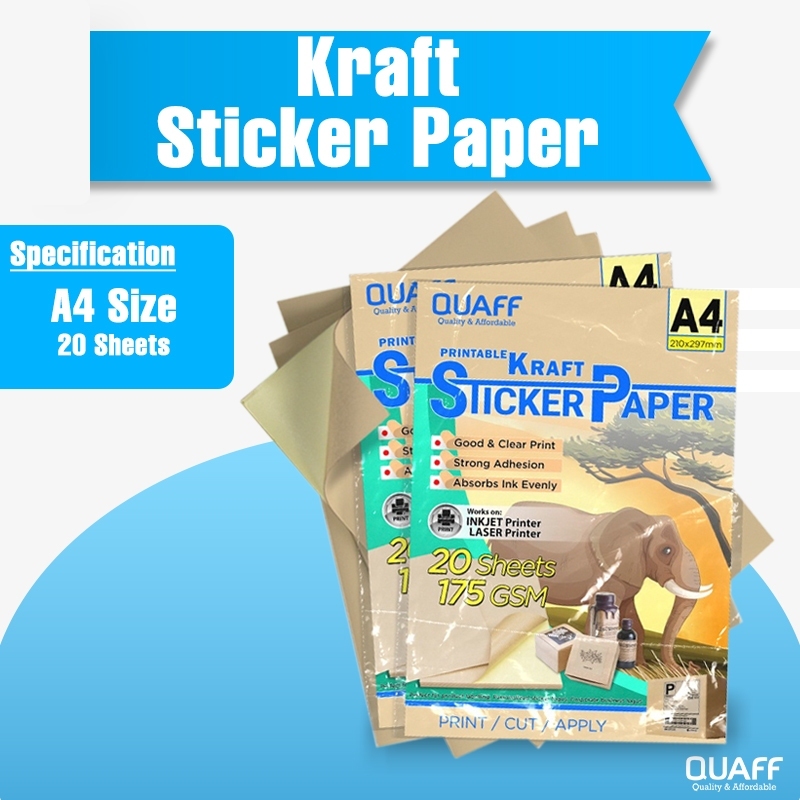 Kraft Label Sticker Paper A4 175GSM Label Inkjet / Laser Printing Self ...