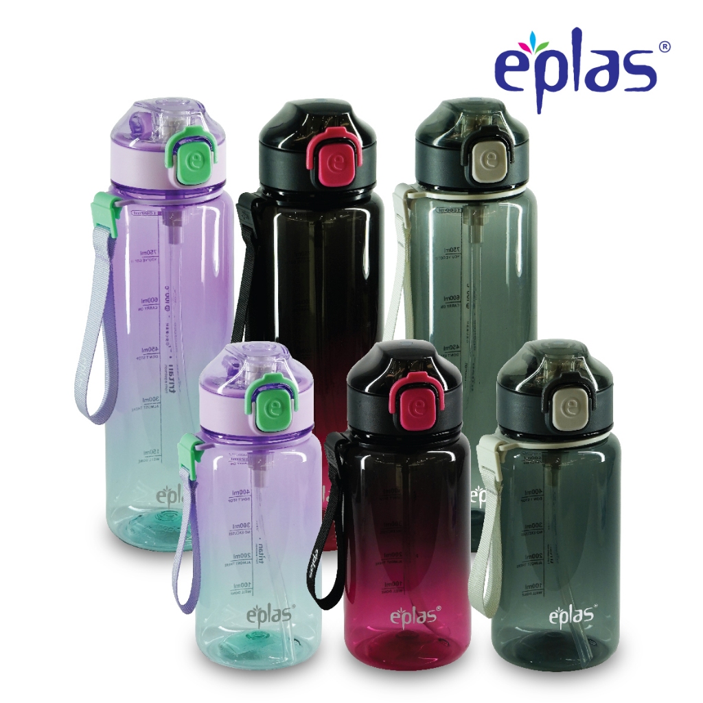 EPLAS MODERN 650/1000ml One Touch Multicolour Water Bottle W/Spring ...