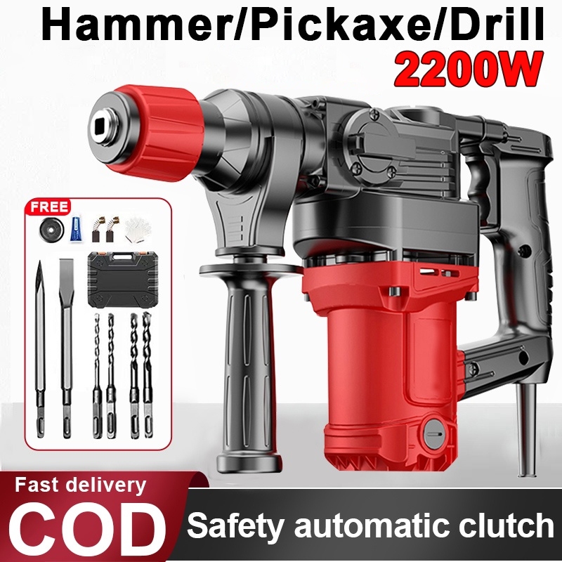 2200W Rotary Hammer Drill Demolition Hammer Heavy Duty Concrete Breaker ...
