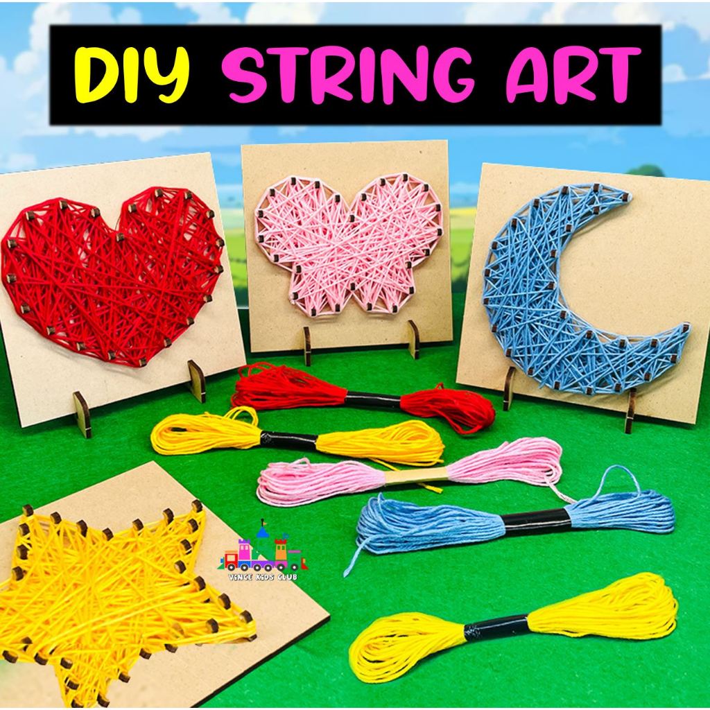 Vince Station Seni Benang DIY Tapak Kayu DIY Wooden Base String Art Kid DIY Activity Fun Project ...