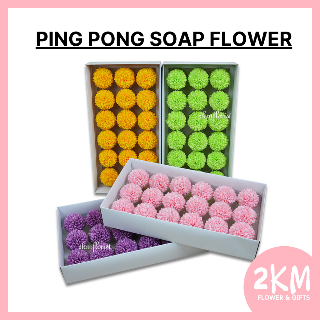 (28PCS) PING PONG Chrysanthemum Soap Flower With Base Fragrant Scent ...