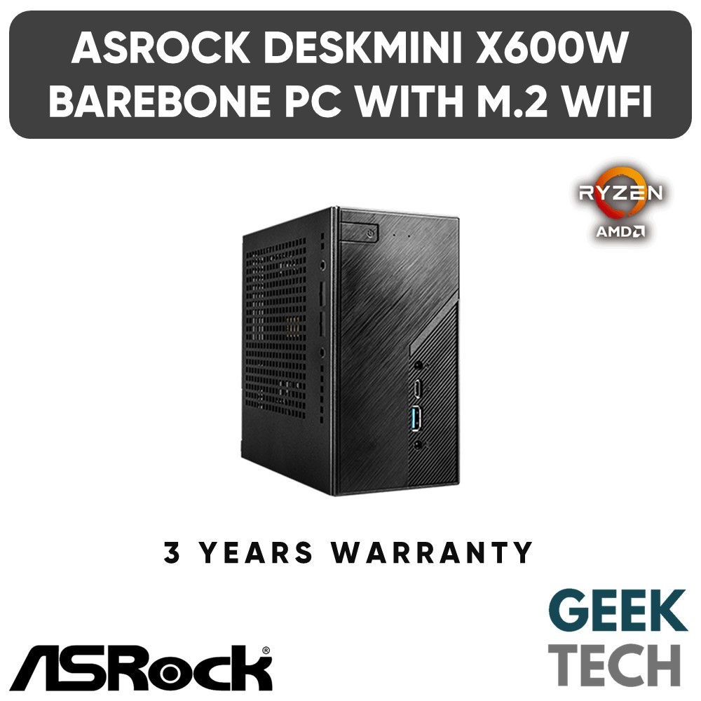 ASROCK DeskMini X600W Mini PC with Intel M.2 WiFi Kit For AMD Ryzen ...