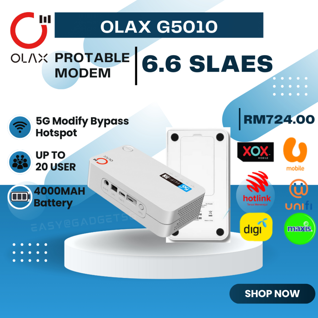 (5G Modem) OLAX G5010 5G Modified Gigahome Wi-Fi 6 Cat22 2.4GHz & 5GHz ...