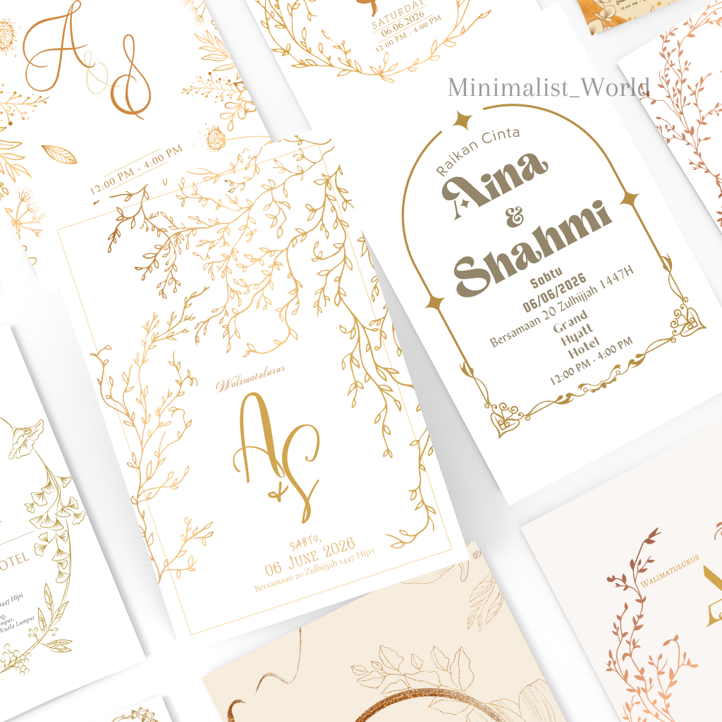 [2 HARI SIAP] Kad Kahwin White Gold Theme A6 + FREE Envelope + FREE QR ...