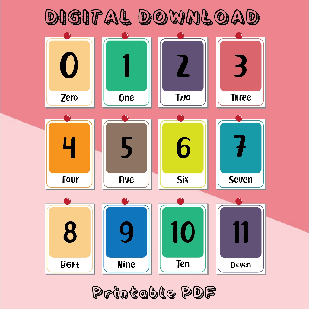 Numbers Flash Cards, Preschool Counting Flash Cards, Count and Clip ...