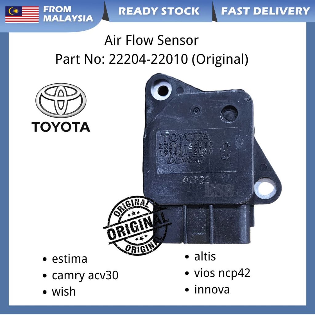 Toyota Camry Acv30/ Wish/ ACR30/ Altis/ Vios/ Innova Air Flow Sensor 22204-22010 | Shopee Singapore