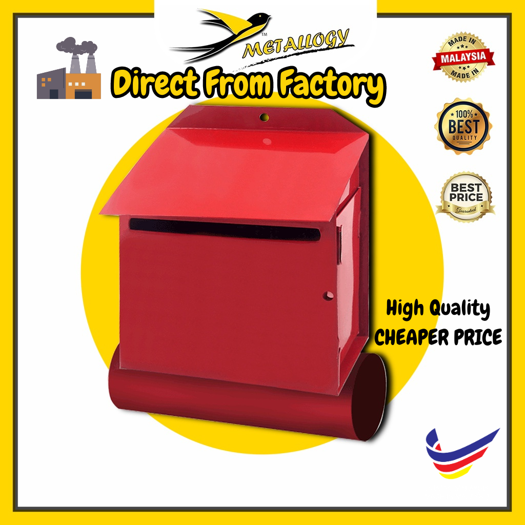 Metallogy Metal Red Post Letter Box With Mail Box And Newspaper Holder ...