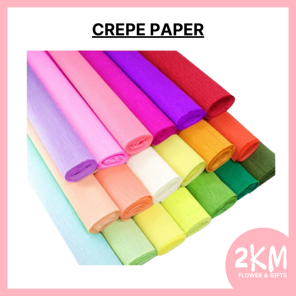 (250x50cm) CREPE PAPER Roll Flower Wrapping 皱纹纸 Bouquet Florist Wrap ...