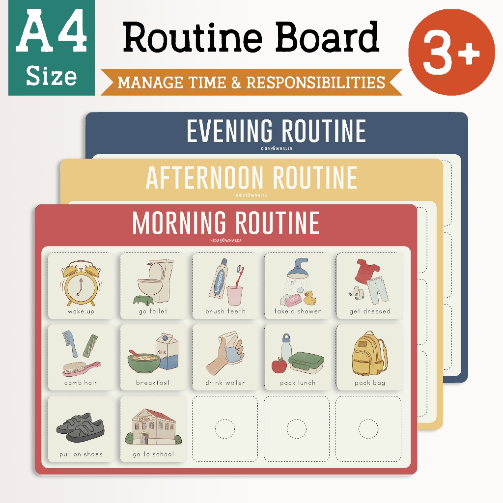 Kids and Whales Kids Daily Routine Board Visual Therapy Chart Autism ...