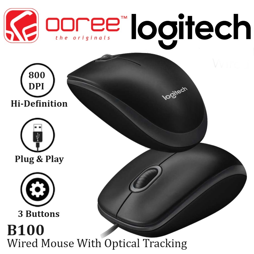LOGITECH B100 WIRED USB MOUSE WITH 800DPI / 3 BUTTONS / OPTICAL ...