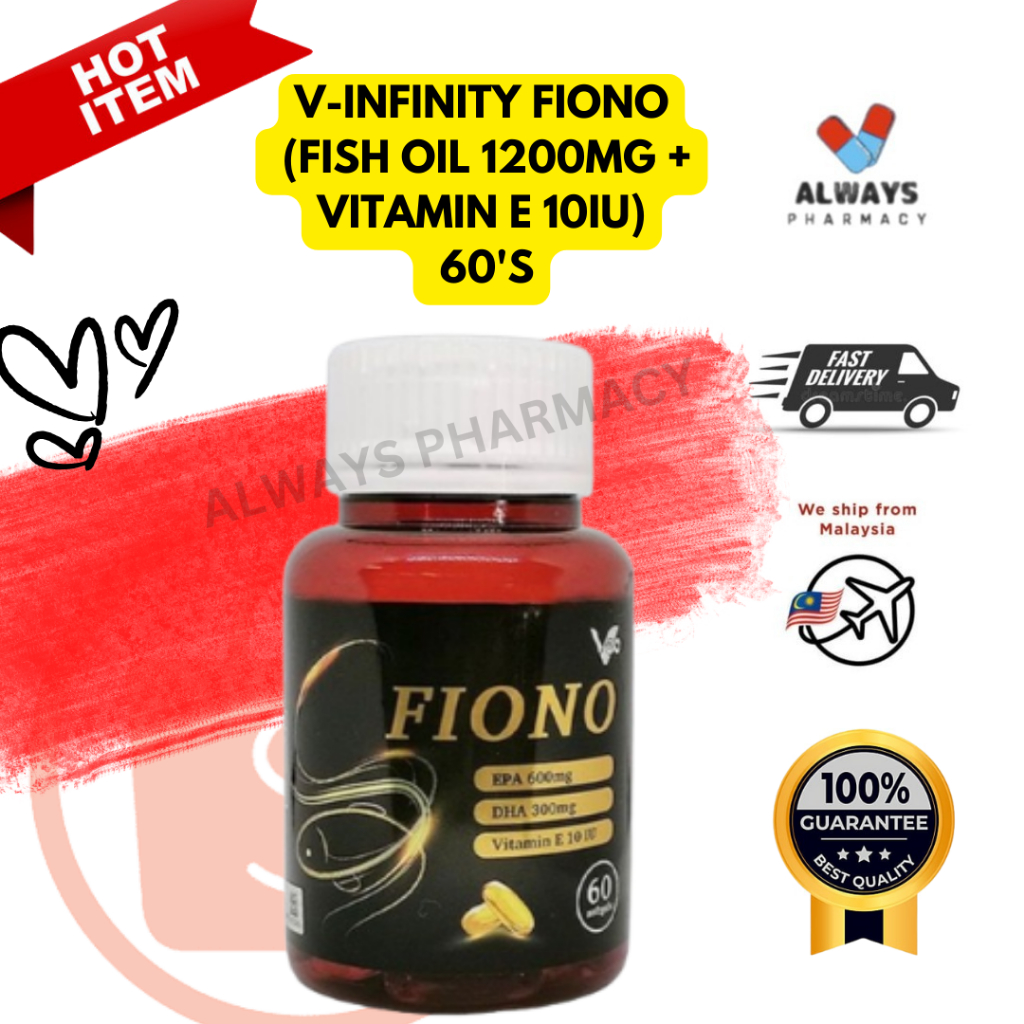 V-infinity FIONO (FISH OIL 1200MG+VITAMIN E 10IU) 60'S - For Heart And ...