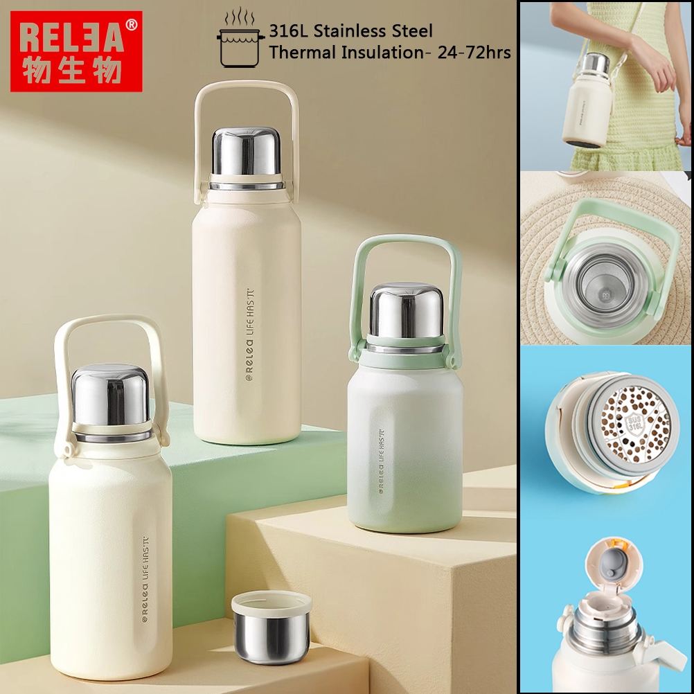 Relea 950ml/1.25L/1.55L Cup Cap SUS316L Stainless Steel Vacuum Flask ...